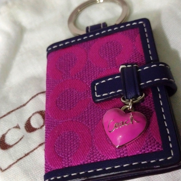 Coach | Accessories | Coach Fuschia Pink Iconic Enamel Heart Id Keyring ...